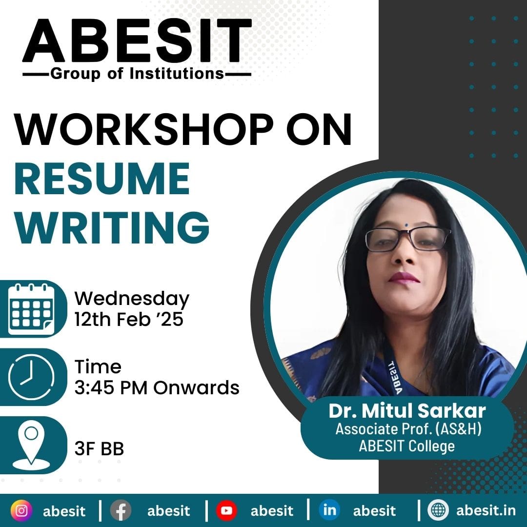 Resume writing workshop - ABESIT College of Pharmacy